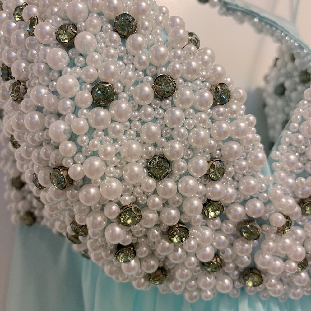 Light Blue/Green Prom Dress With Beaded Pearl And Jew… - Gem